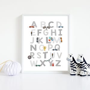 Race Car Decor - Alphabet - Baby Boy Nursery - Car Alphabet - ABC Wall ...