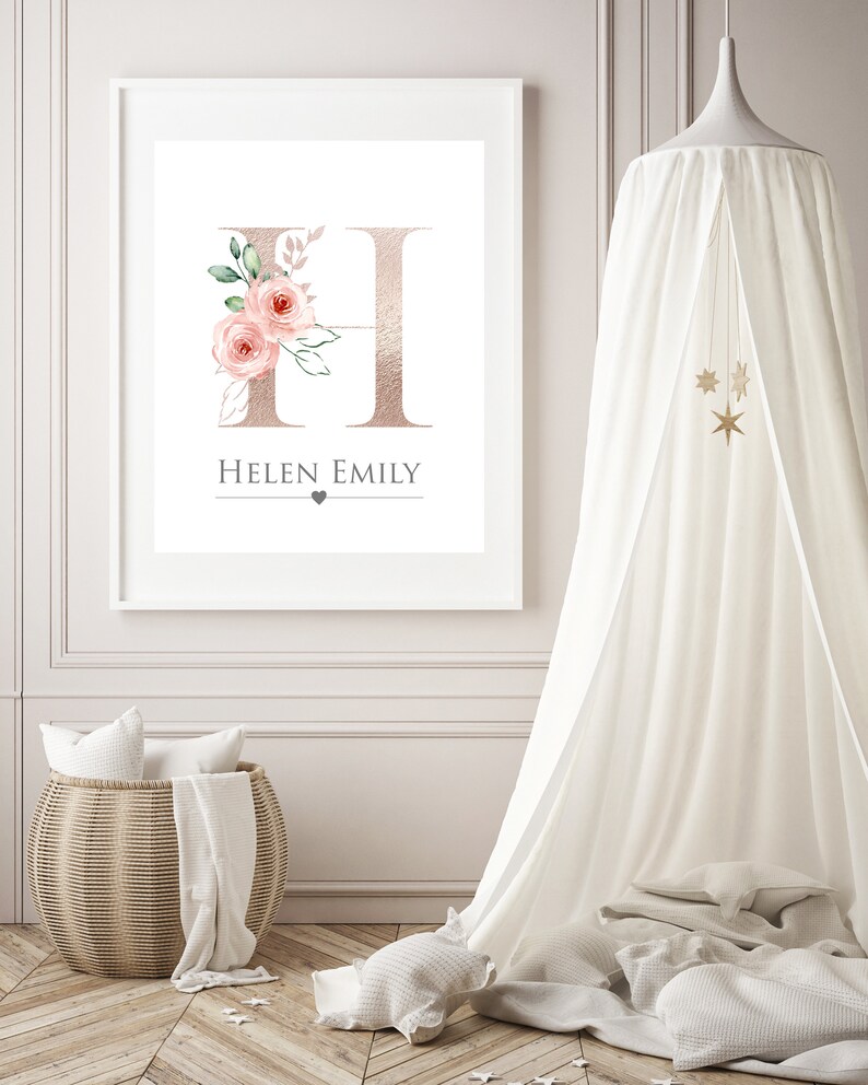 Personalised Name Print Custom Name Print Blush Pink Wall | Etsy