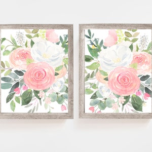 Farmhouse Nursery Decor - Blush Pink Florals - Pink Flowers - Farmhouse ...