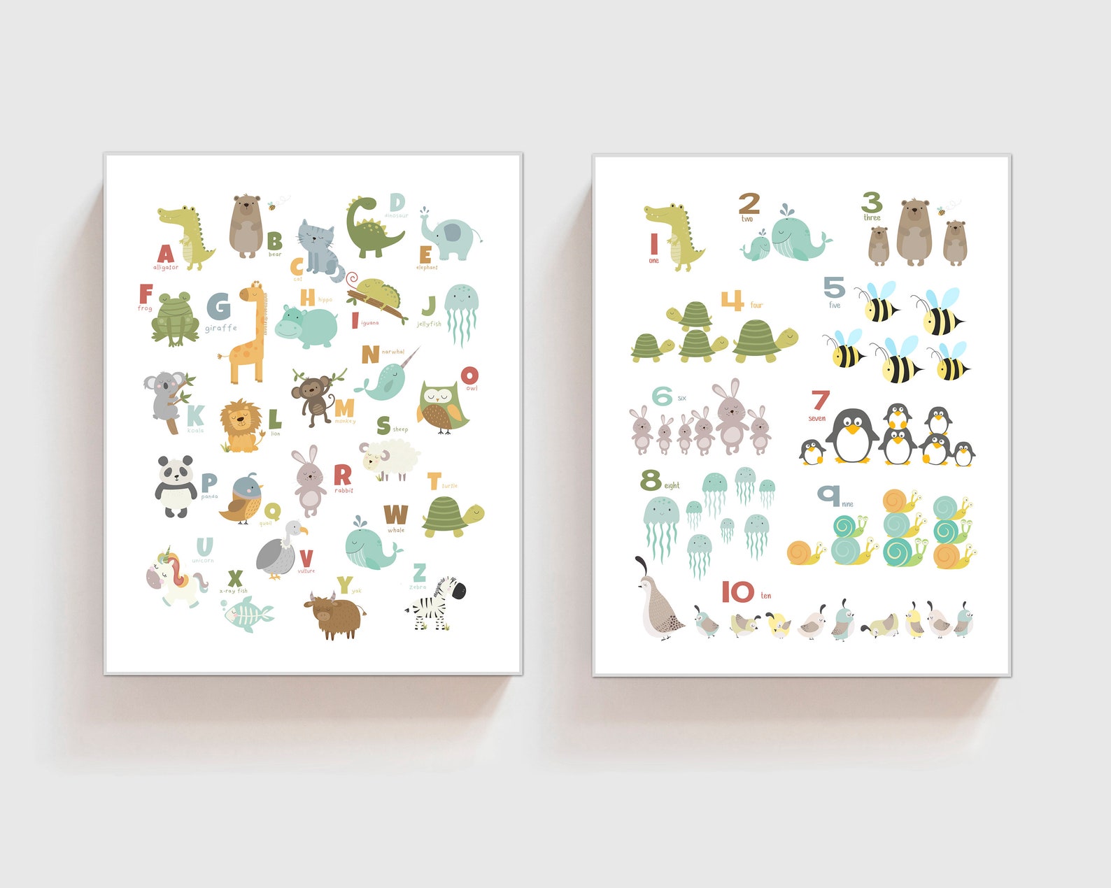 Alphabet and Numbers Wall Art ABC Print Numbers Poster - Etsy