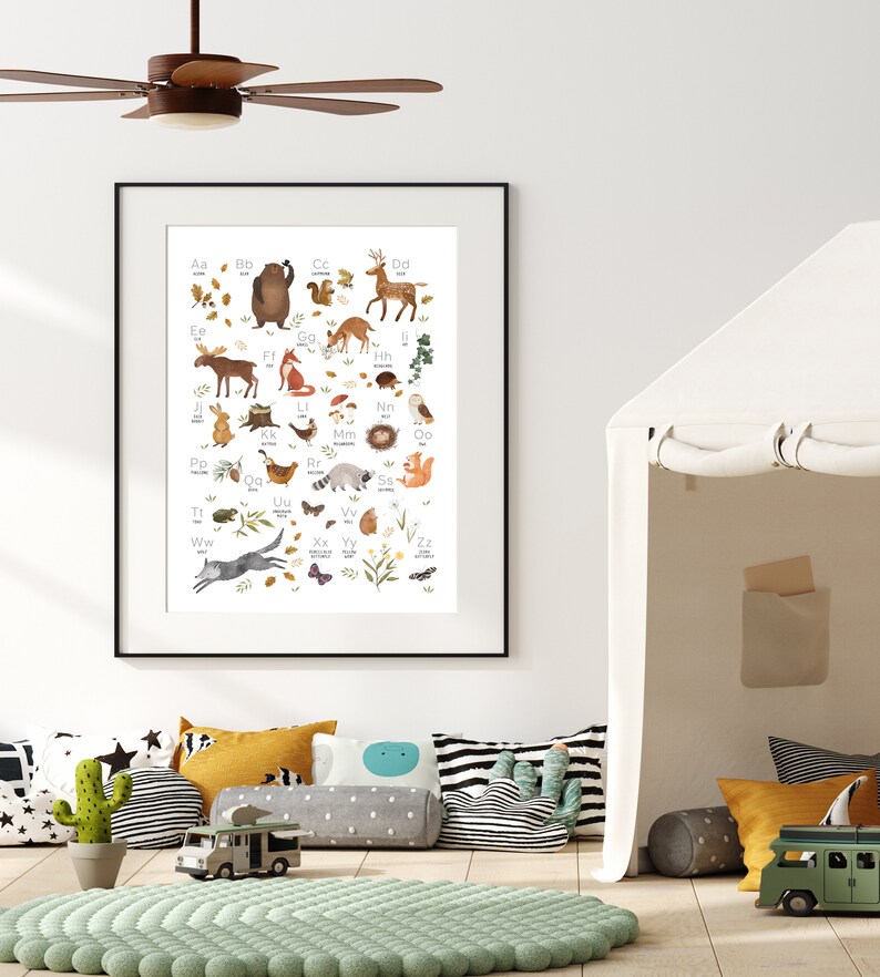Animal ABC Poster Woodland Alphabet Printable Wall Art | Etsy