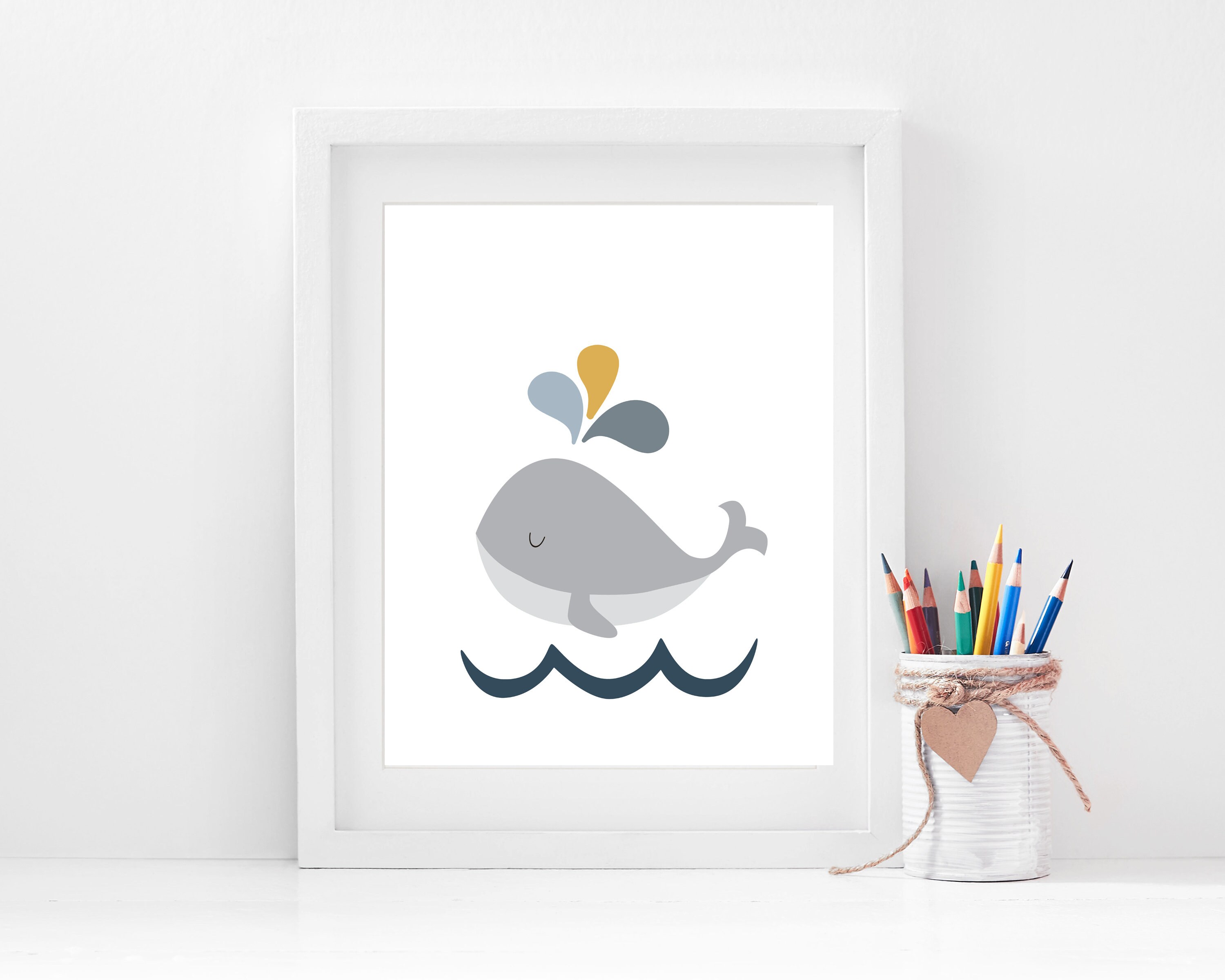 Whale Nursery Print Whale Art Print Neutral Nursery Prints | Etsy