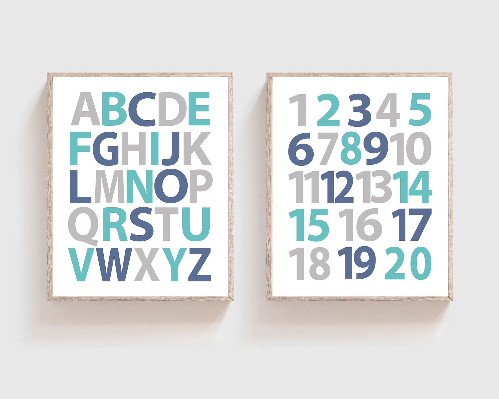 Boy Alphabet and Numbers Print, Alphabet Wall Art, Baby Boy Nursery ...