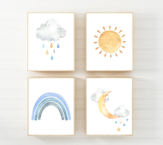 Art & Collectibles Prints Kids room decor Rainbow wall art Set of 3 ...
