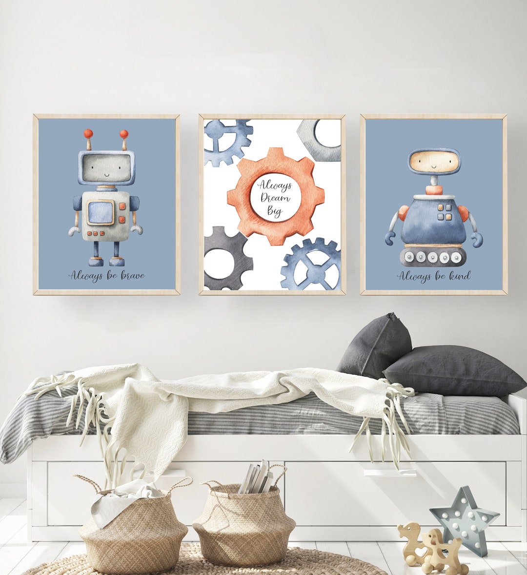 Robot Wall Art - Printable Wall Art- Robot Wall Decor - Blue Nursery ...