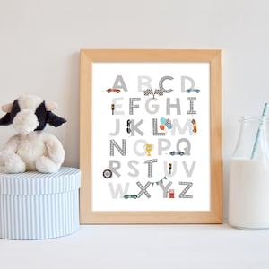 Race Car Decor - Alphabet - Baby Boy Nursery - Car Alphabet - ABC Wall ...