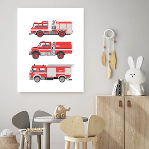 Fire Engine Print - Fire Truck Printable - Fire Truck Art Print - Boy ...