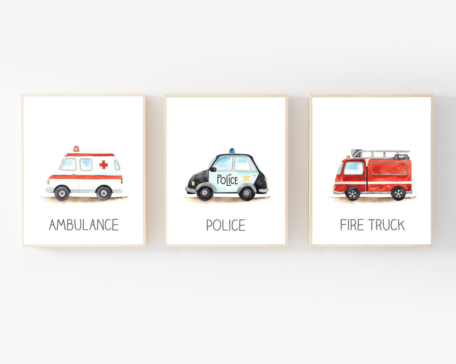 Emergency Vehicle Print - Boys Wall Art - Fire Truck Nursery Decor ...