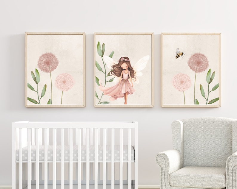 Enchanted Nursery Fairy Digital Prints With Pink Dandelion Flowers ...