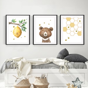 Bumble Bee Nursery Decor - Honey Bear Print - Baby Boy Bee - Honey Bee ...