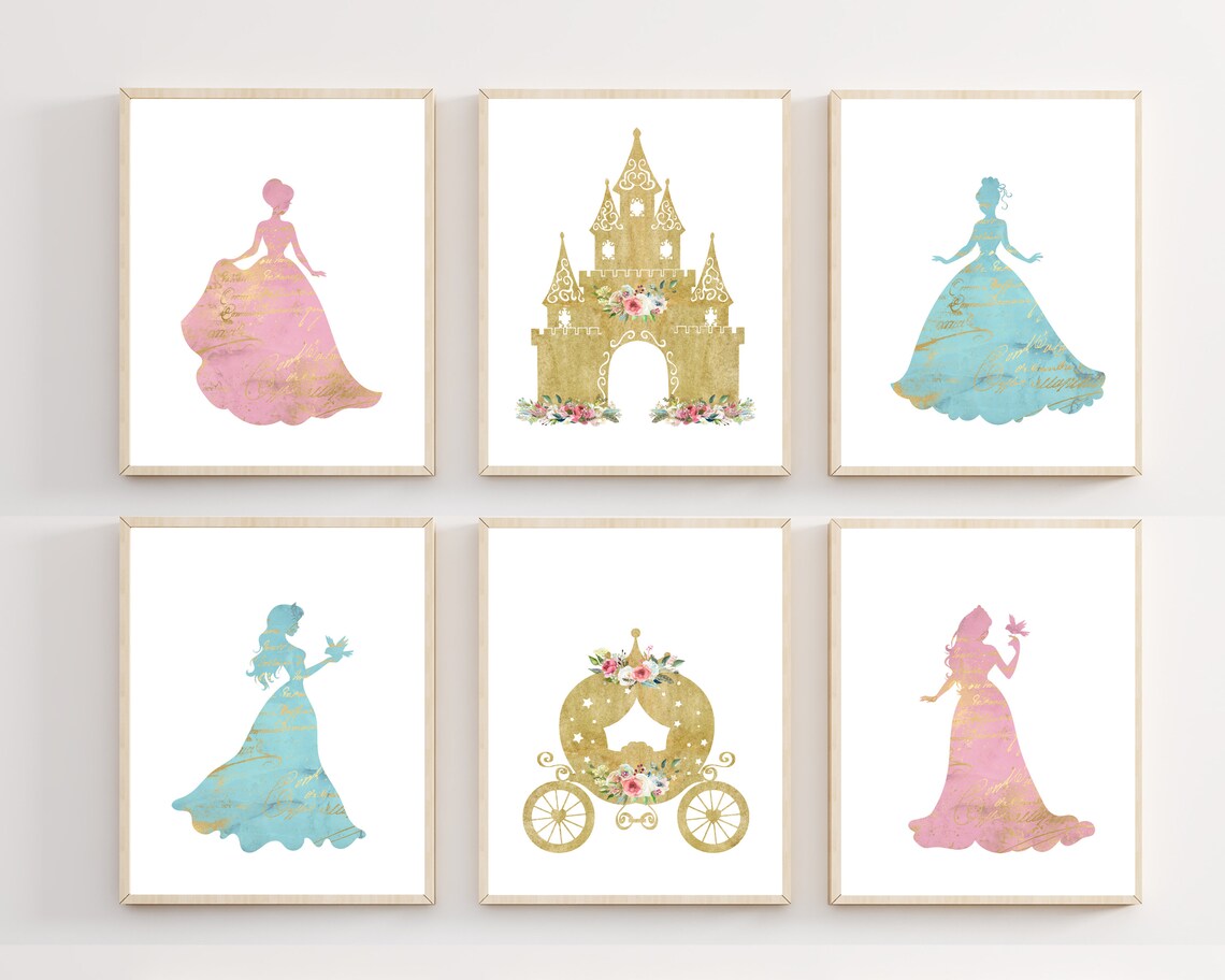 Princess Prints Princess Wall Art Princess Nursery Girls - Etsy