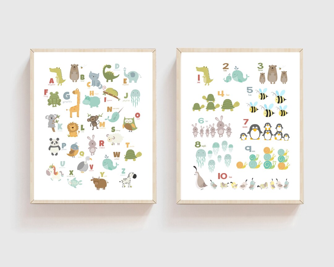 Alphabet and Numbers Wall Art - ABC Print - Numbers Poster - Playroom ...