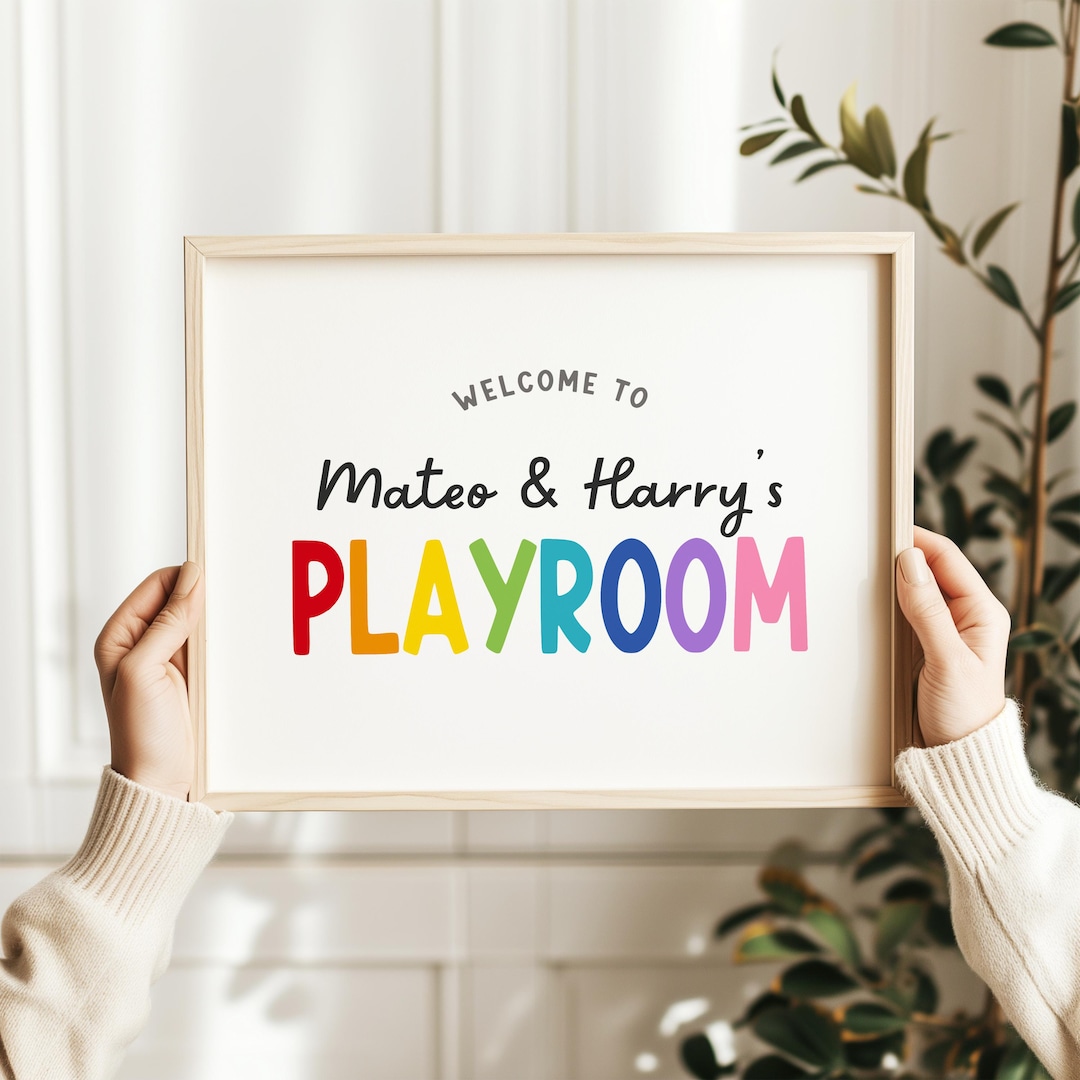 Personalized Playroom Wall Art – Custom Kids Name Sign – Colorful ...