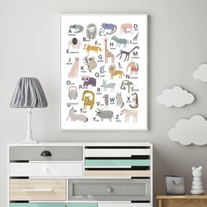 Rainbow Animal Alphabet Print, Animal Alphabet Art, Printable Wall Art ...