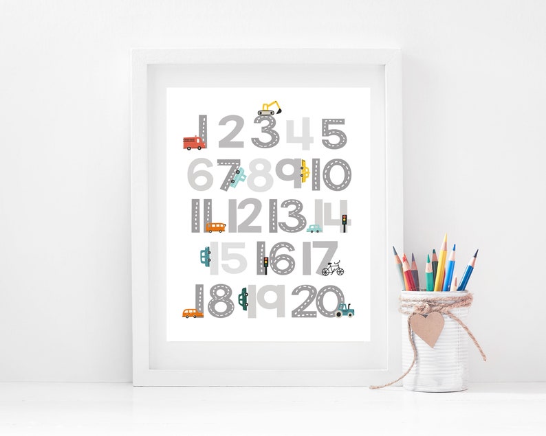 123 Printable Car Numbers Print Car Nursery Prints Boys - Etsy