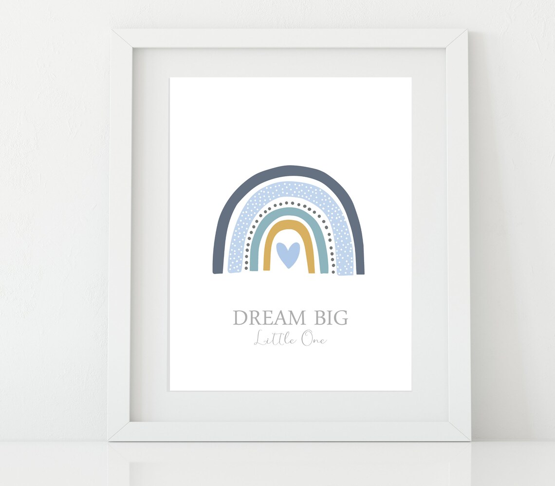 Baby Boy Rainbow Printable - Blue Rainbow Print - Baby Boy Nursery ...
