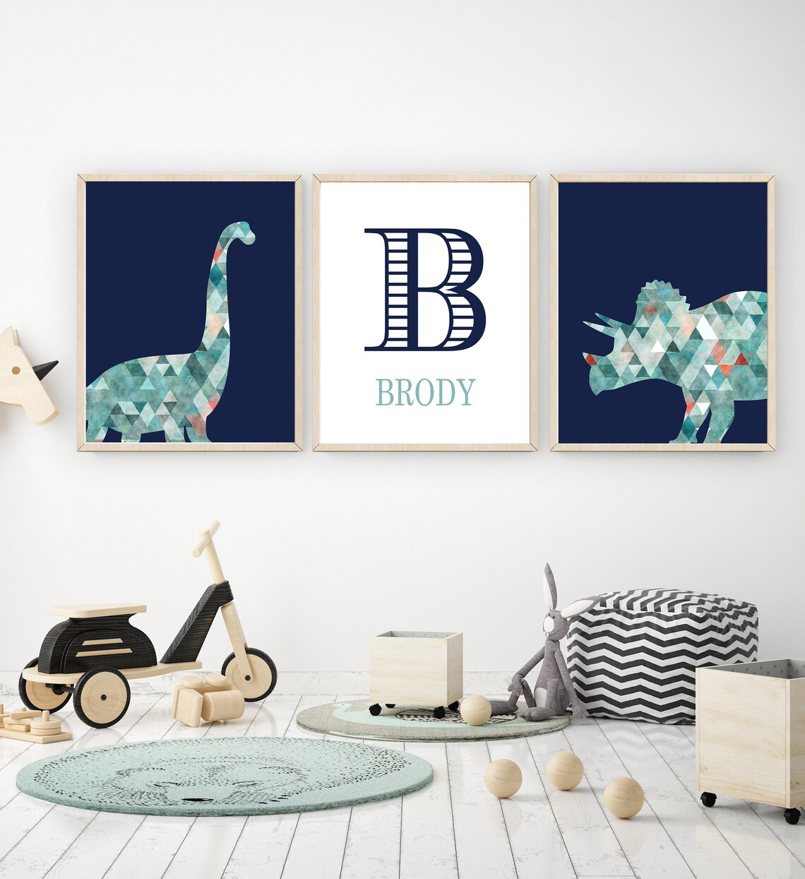 Boys Name Wall Decor - Custom Name Wall Art - Dinosaur Personalized ...