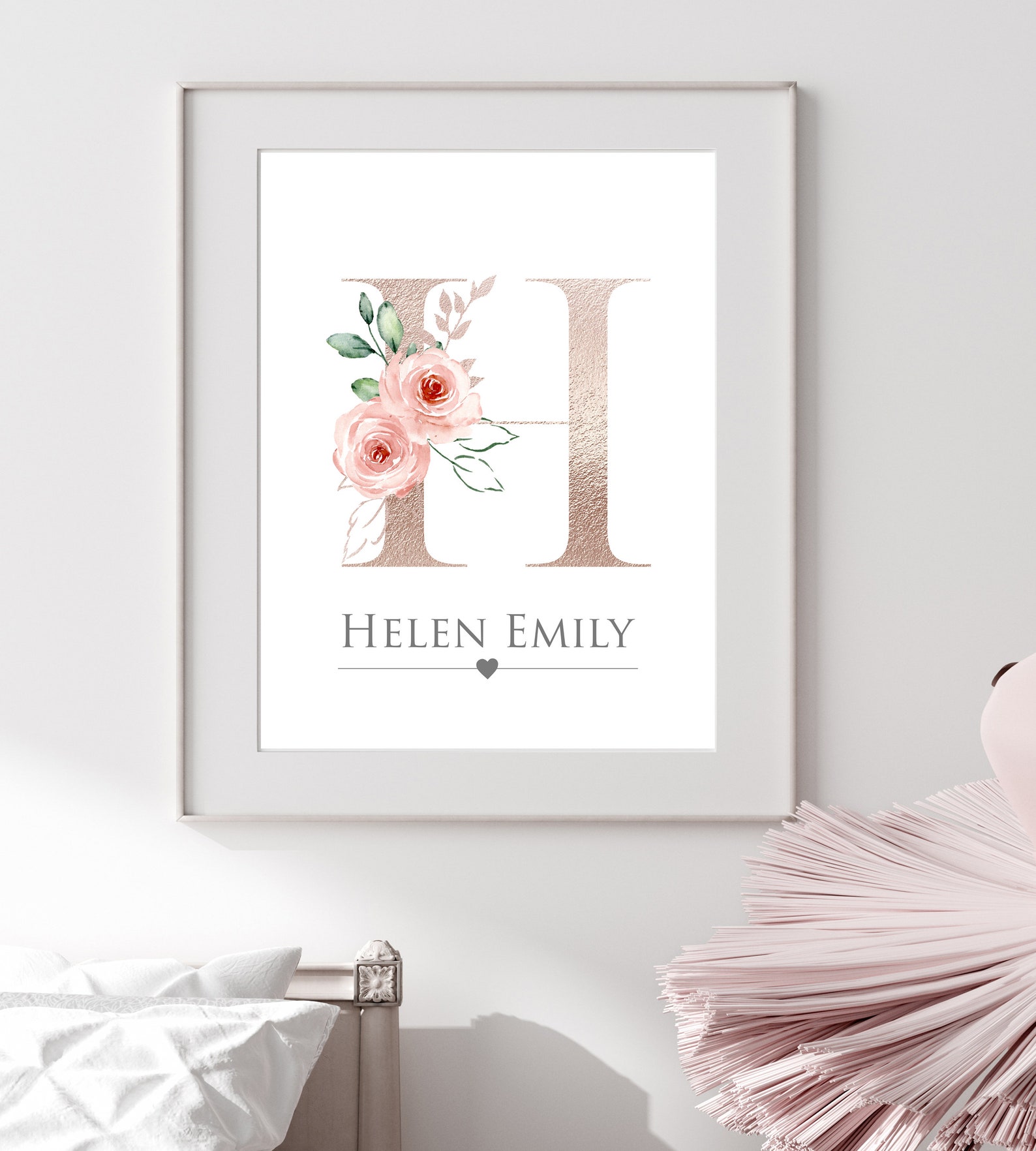 Personalised Name Print - Custom Name Print - Blush Pink Wall Art ...