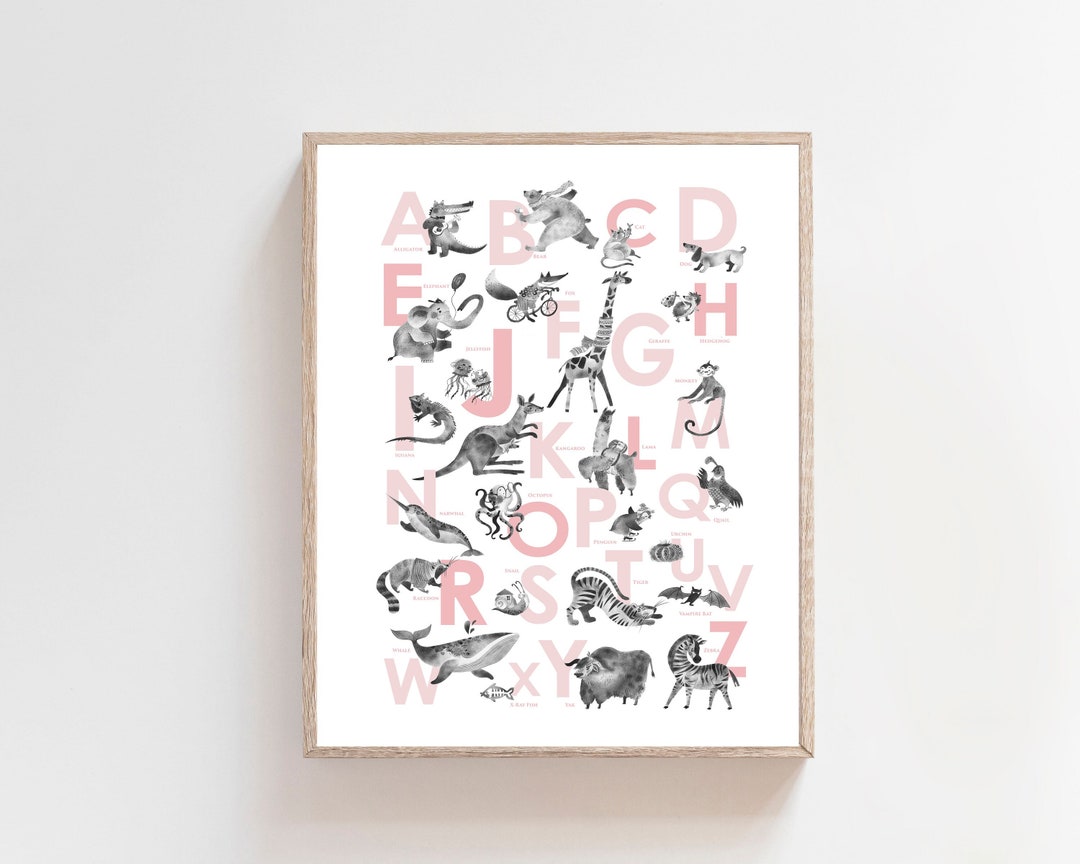 Pink Alphabet Poster - Abc Wall Art - Girls Room Decor - Pink Nursery ...