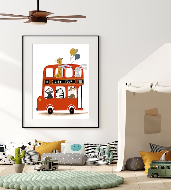 London Nursery Print London Bus Print London Printable | Etsy