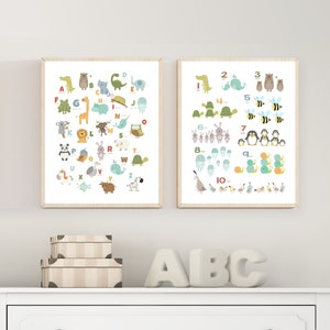 Alphabet and Numbers Wall Art - ABC Print - Numbers Poster - Playroom ...