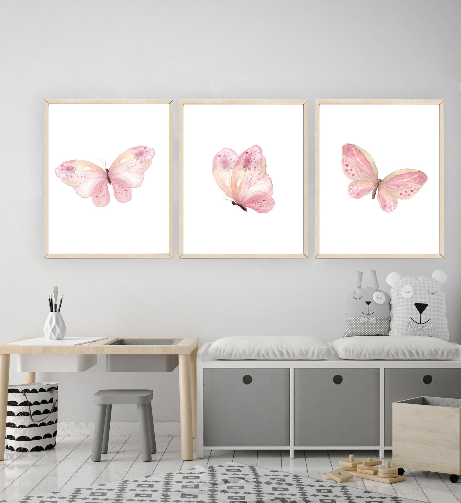 Pink Butterfly Print Girls Bedroom Decor Butterfly Art Print Printable ...