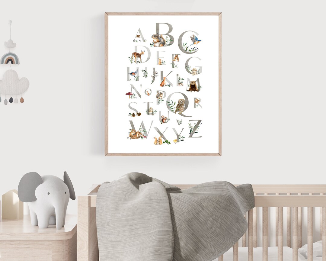 Woodland Alphabet Poster - Animal ABC - Printable Wall Art - Woodland ...