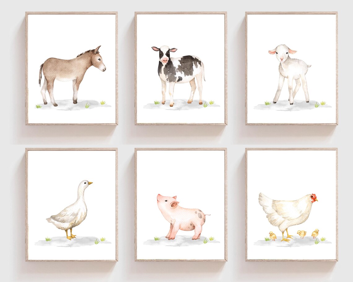 Farm Animals Print - Watercolor Farm Animals - Printable Farm Animals ...