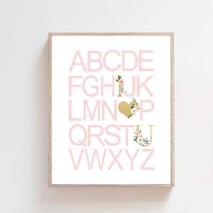 Girls Alphabet Printable - Abc Wall Art - Pink and Gold Art Print ...