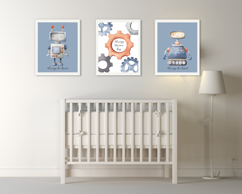 Robot Wall Art - Printable Wall Art- Robot Wall Decor - Blue Nursery ...