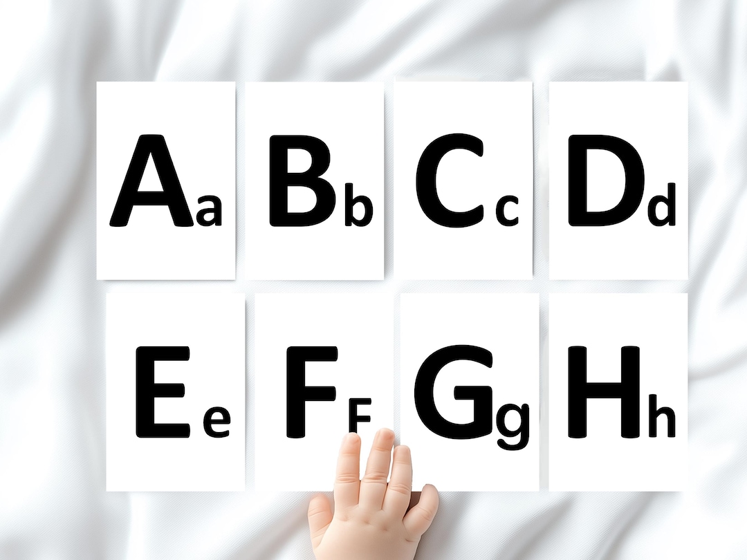 Black and White Alphabet Flashcards – A to F Printable Letters for ...