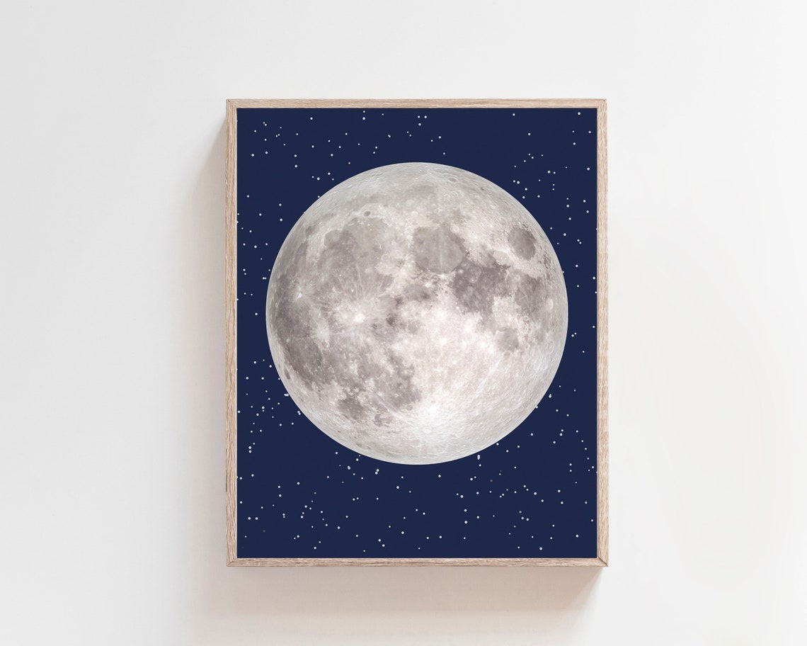 Moon Print Wall Art Moon Poster Full Moon Art Print Luna | Etsy