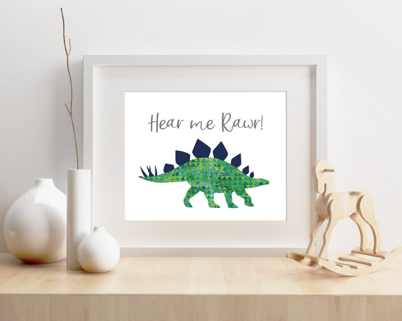 Dinosaur Printable Art Green Dinosaur Printable Dinosaur | Etsy