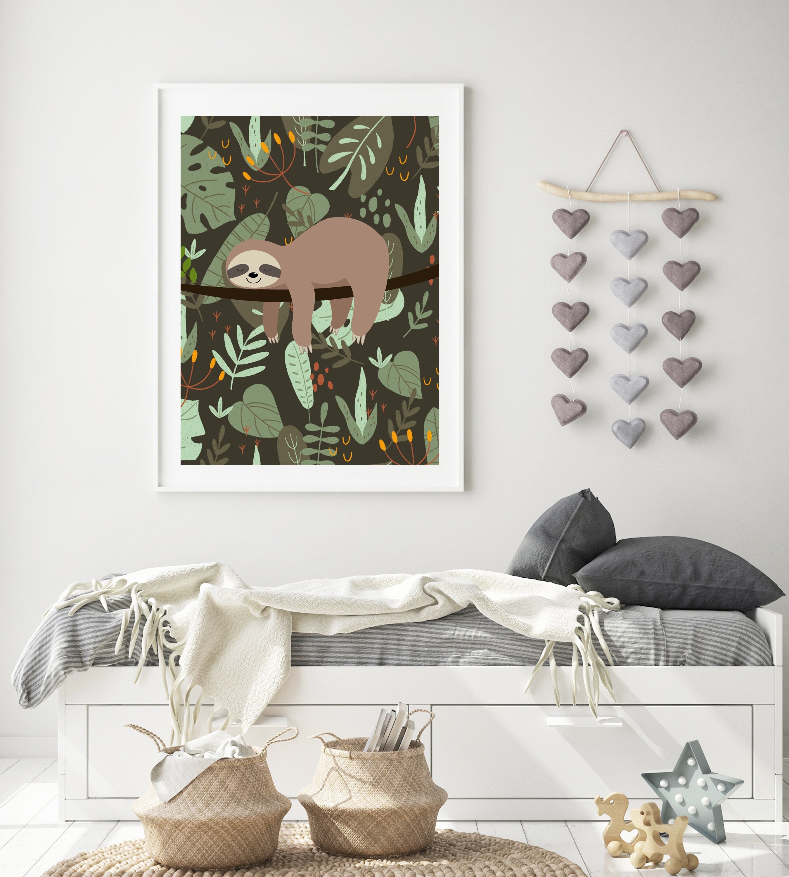 Sloth print Sloth wall art Boys bedroom print sloth | Etsy