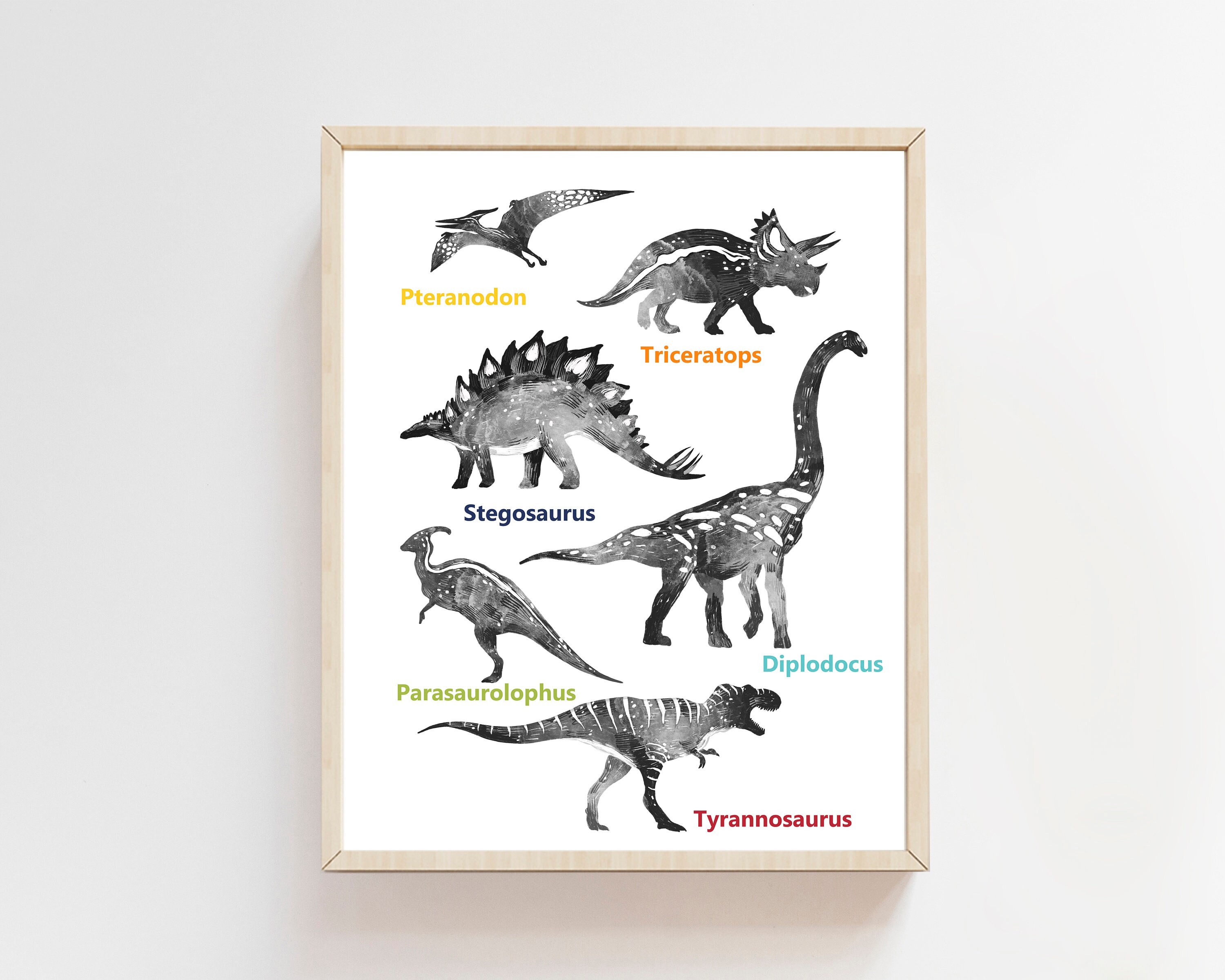 Dinosaur print Dinosaur art print Educational posters | Etsy