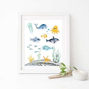 Sea Animals Wall Art - Ocean Printable - Boys Bedroom Print - Nautical ...