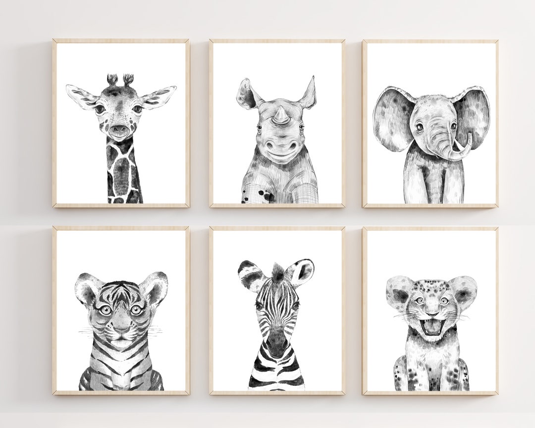 Black and White Animal Prints - Nursery Animal Wall Art Prints - Black ...
