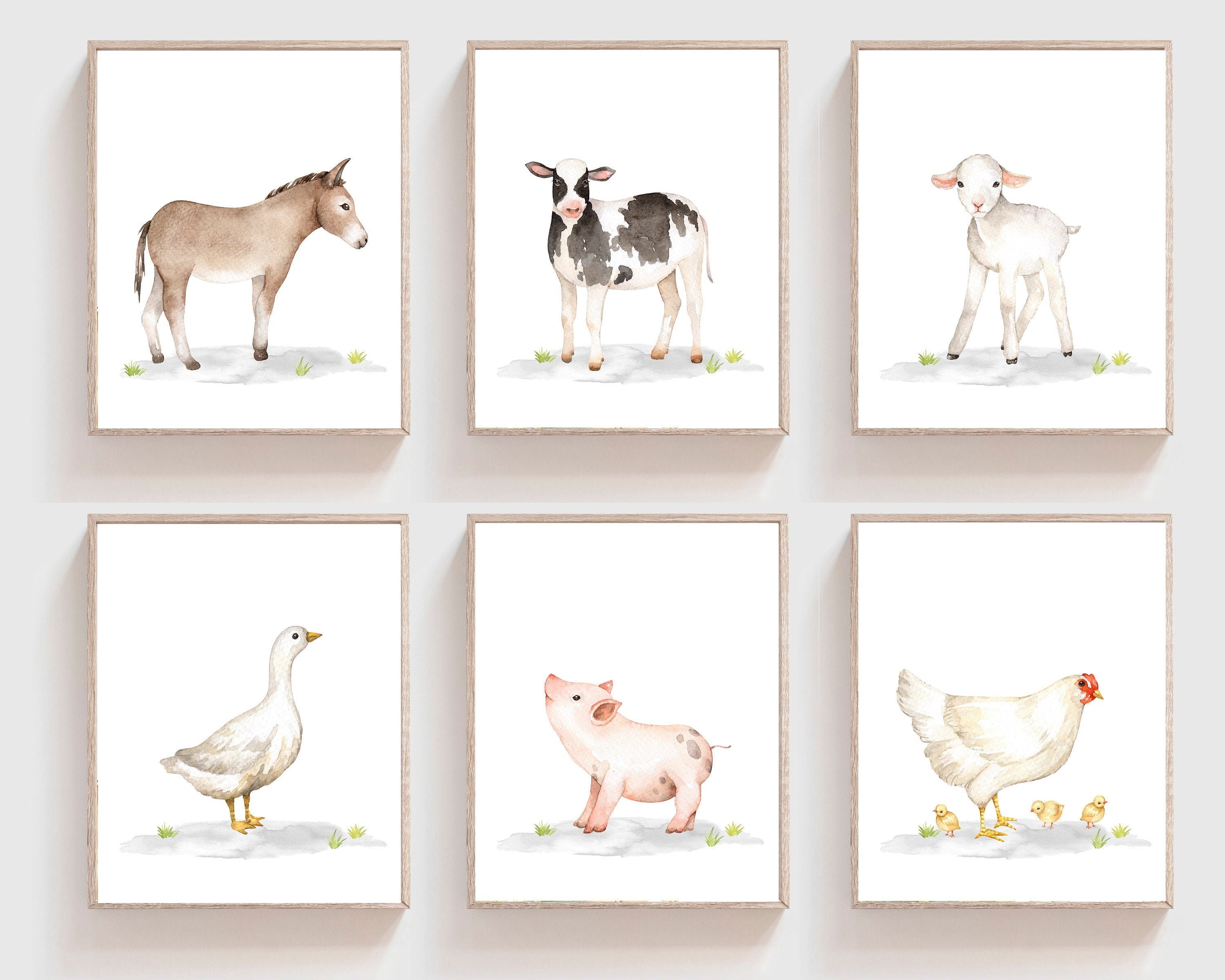 Farm Animals Print Watercolor Farm Animals Printable Farm - Etsy