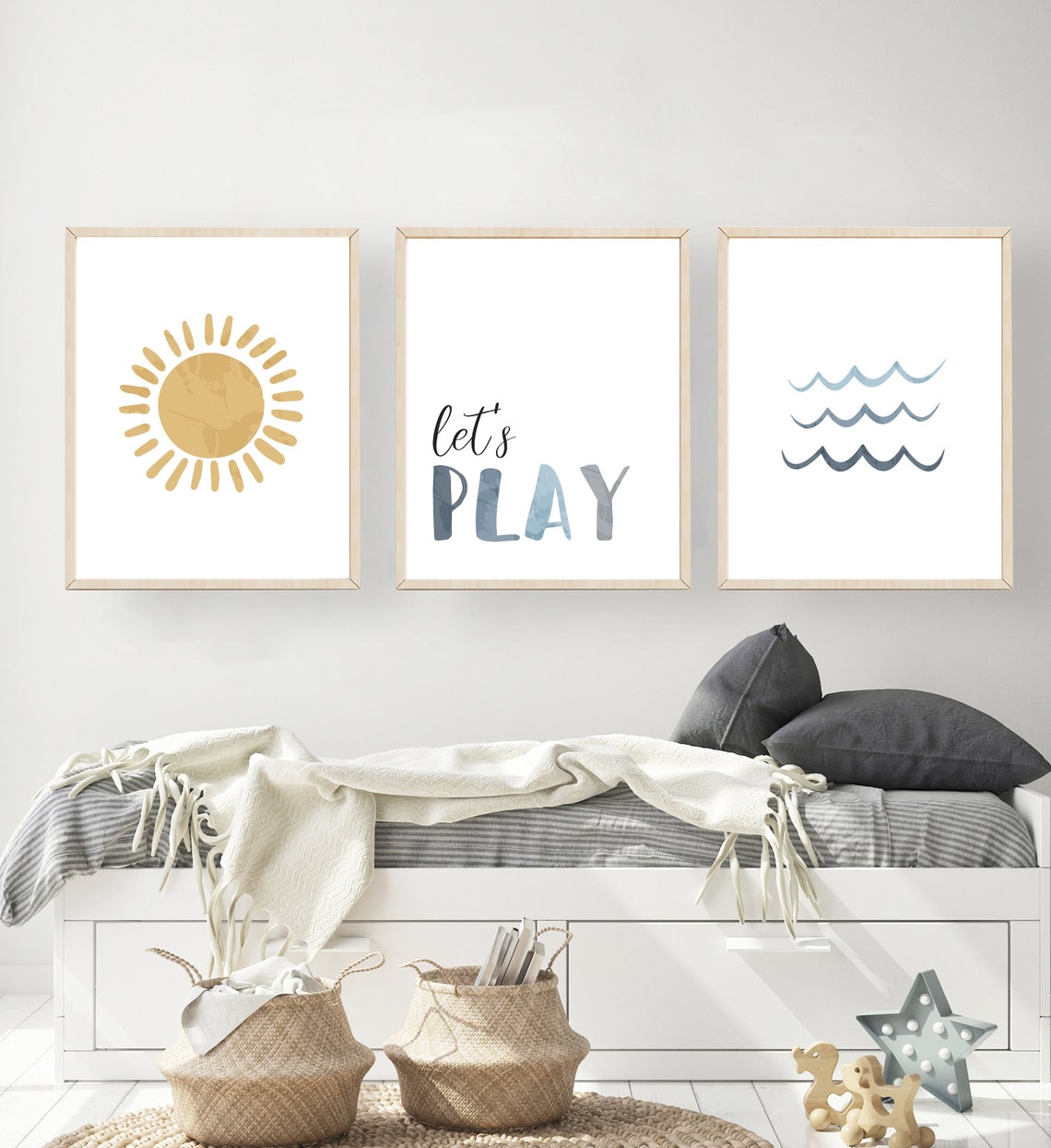 Beach Nursery Decor Wave Wall Art Sun Nursery Print | Etsy