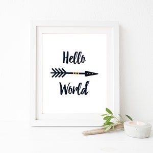 Hello World Wall Art Print, Baby Nursery Wall Art Print, Printable Baby ...