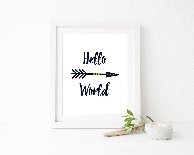 Hello World Wall Art Print Baby nursery wall art print | Etsy