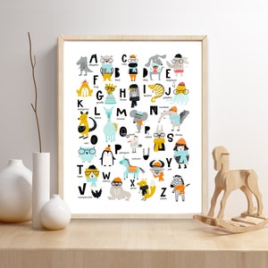 Kids Alphabet Wall Art, Alphabet Poster, Suits and Kids Bedroom Decor ...