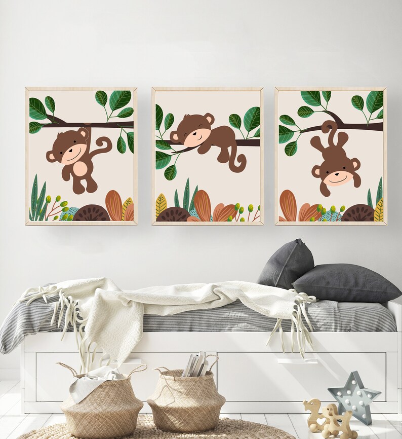 Monkey Nursery Decor - Boho Nursery Decor - Baby Boy Nursery - Boho ...