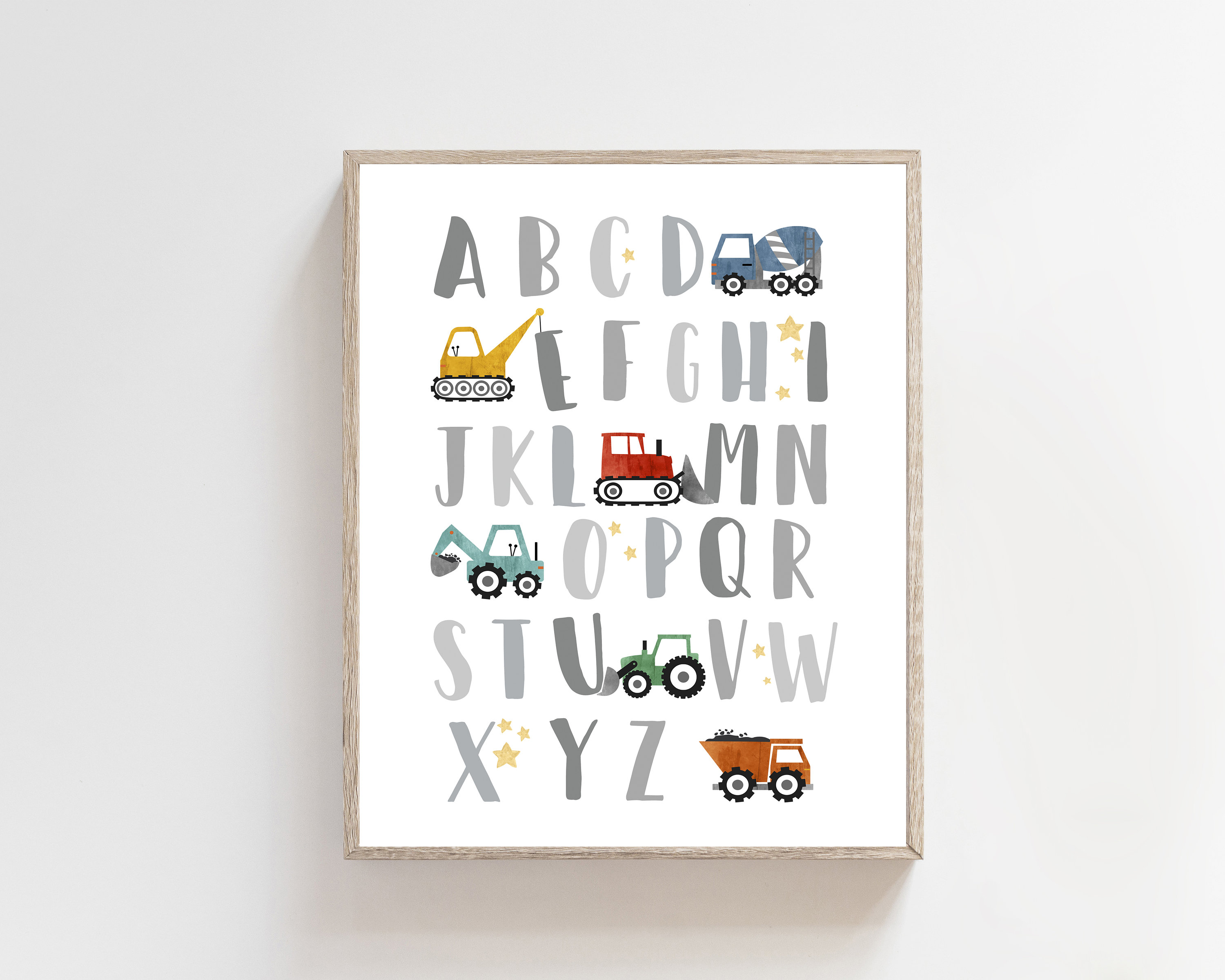 Truck Alphabet - Construction Truck Art Prints - Baby Boy Nursery ...