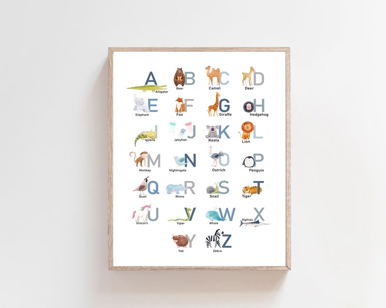 Animal Alphabet Print Alphabet Poster Printable Alphabet - Etsy