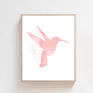 Pink Hummingbird Art Print - Watercolor Hummingbird Print - Girls ...