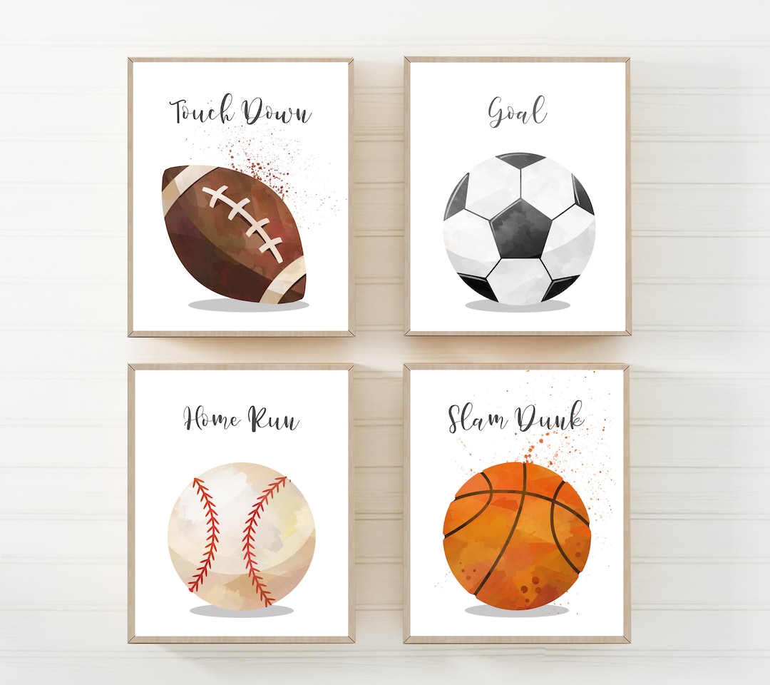 Sport Art Prints - Sport Wall Art - Sport Balls Set - Boys Bedroom ...