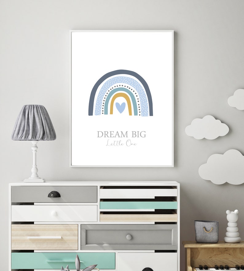 Baby Boy Rainbow Printable - Blue Rainbow Print - Baby Boy Nursery ...