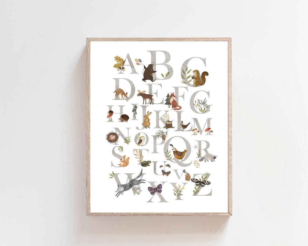 Woodland Alphabet Poster - Animal ABC - Printable Wall Art - Woodland ...