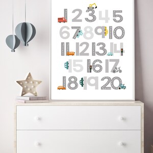 123 Printable - Car Numbers Print - Car Nursery Prints - Boys Room Wall ...